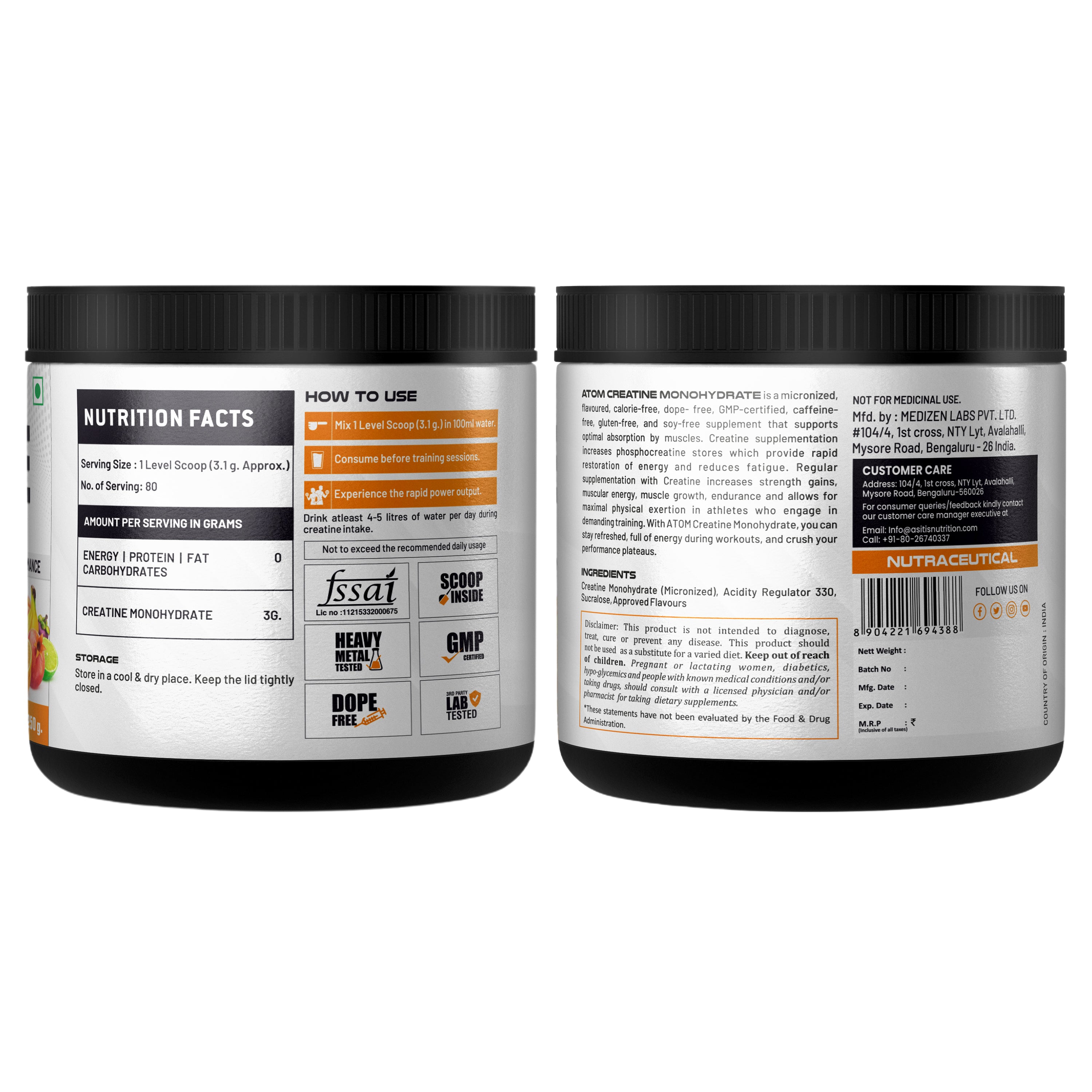 ATOM creatine monohydrate, asitis creatine monohydrate — AS-IT-IS Nutrition