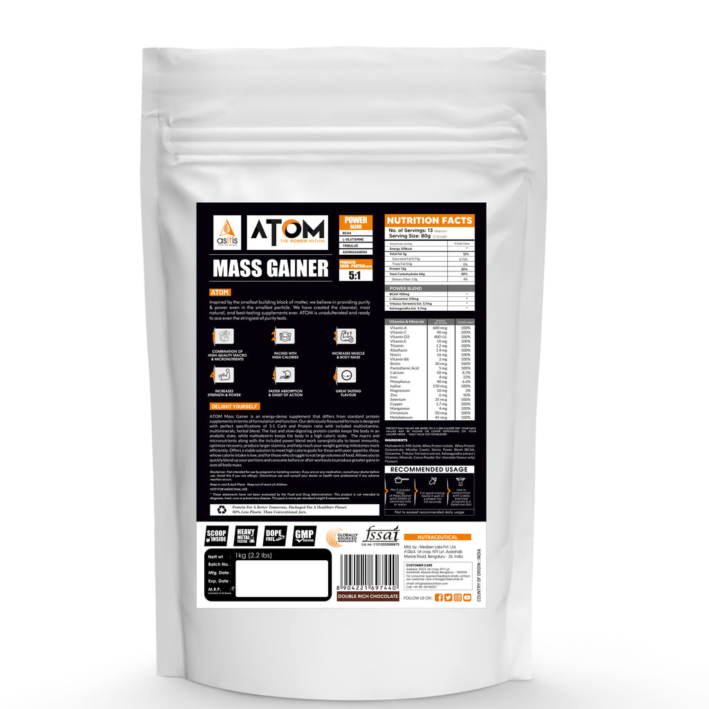 Atom Mass Gainer: The Best Vegetarian Mass Gainer Supplement