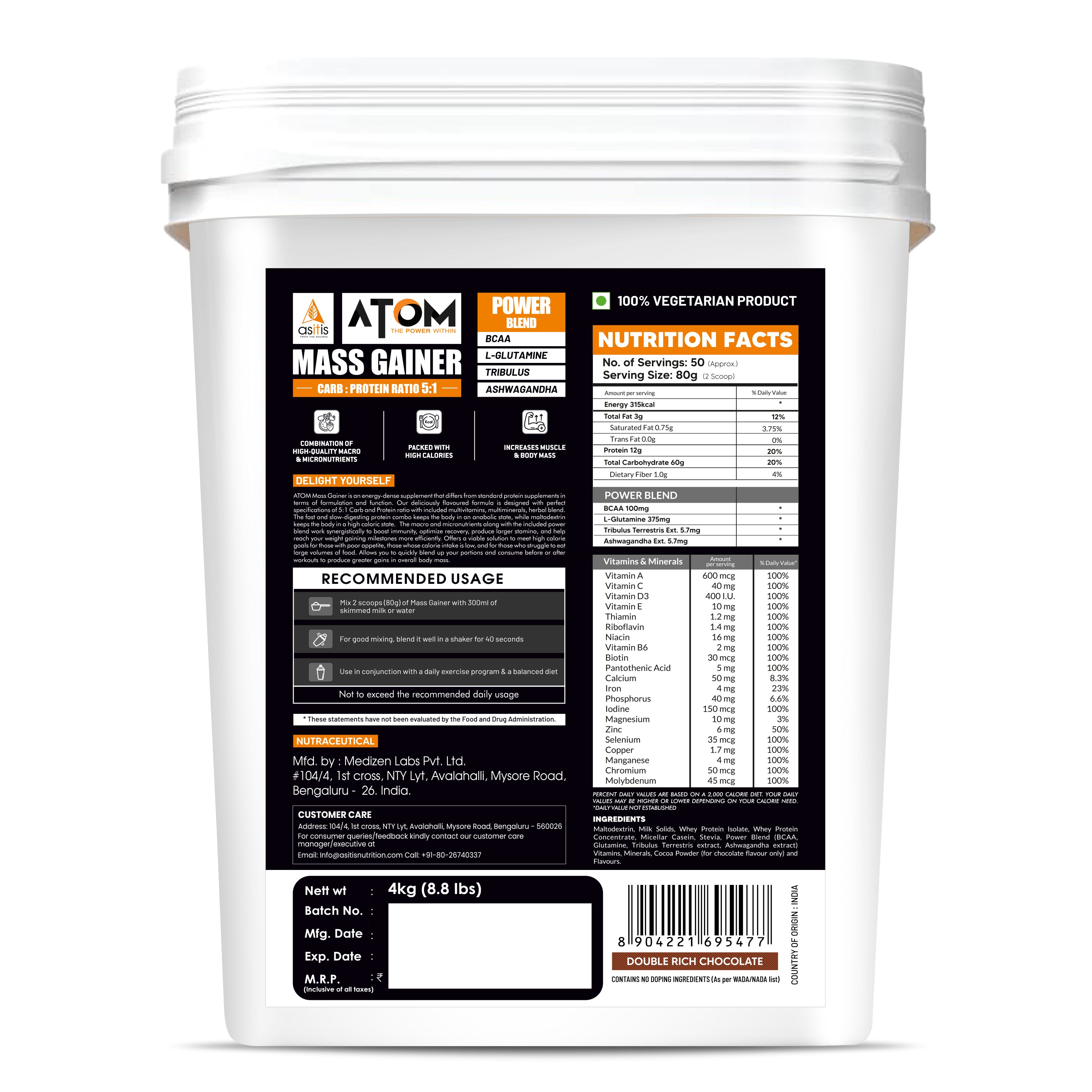 Atom Mass Gainer: The Best Vegetarian Mass Gainer Supplement — AS-IT-IS ...