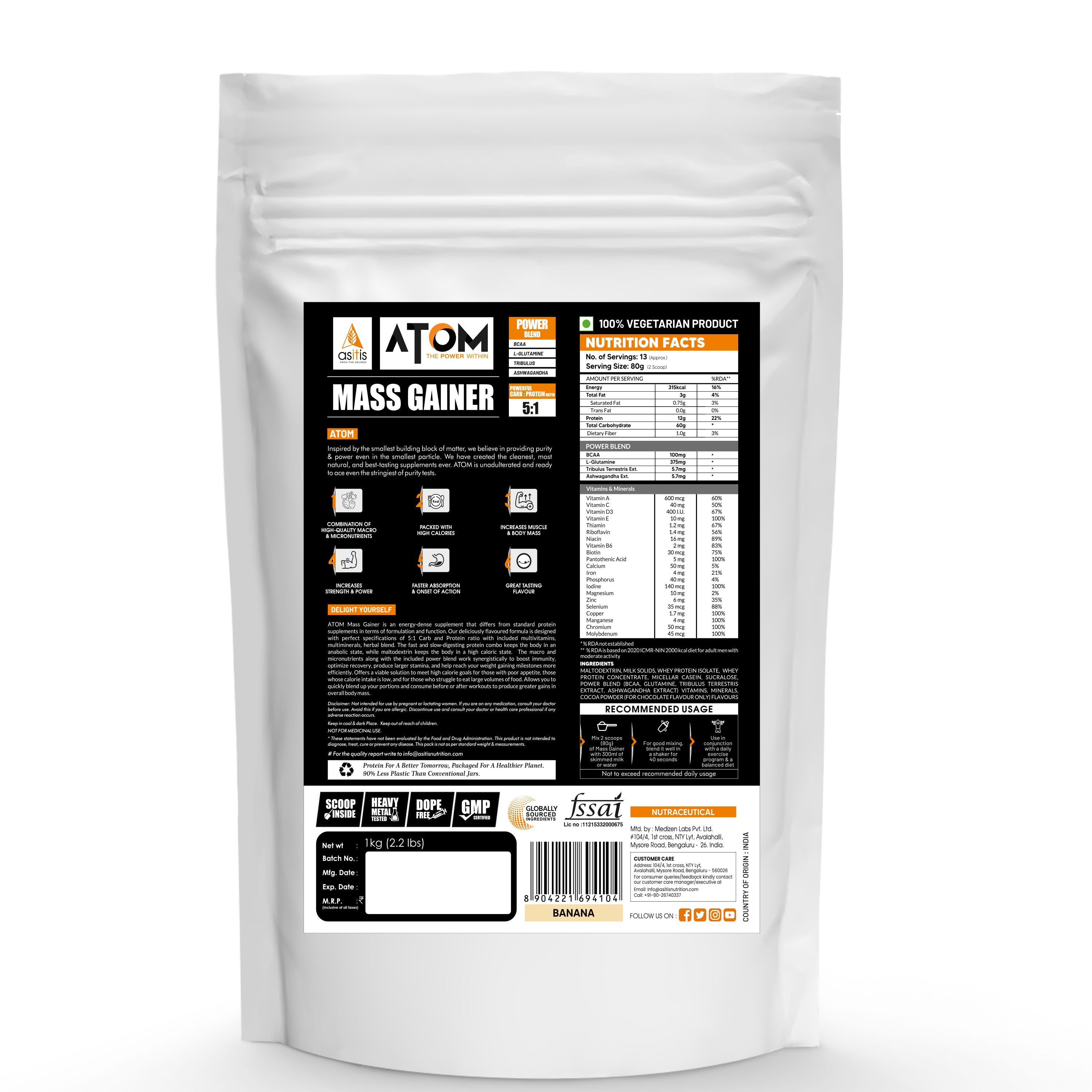 Atom Mass Gainer: The Best Vegetarian Mass Gainer Supplement — AS-IT-IS ...