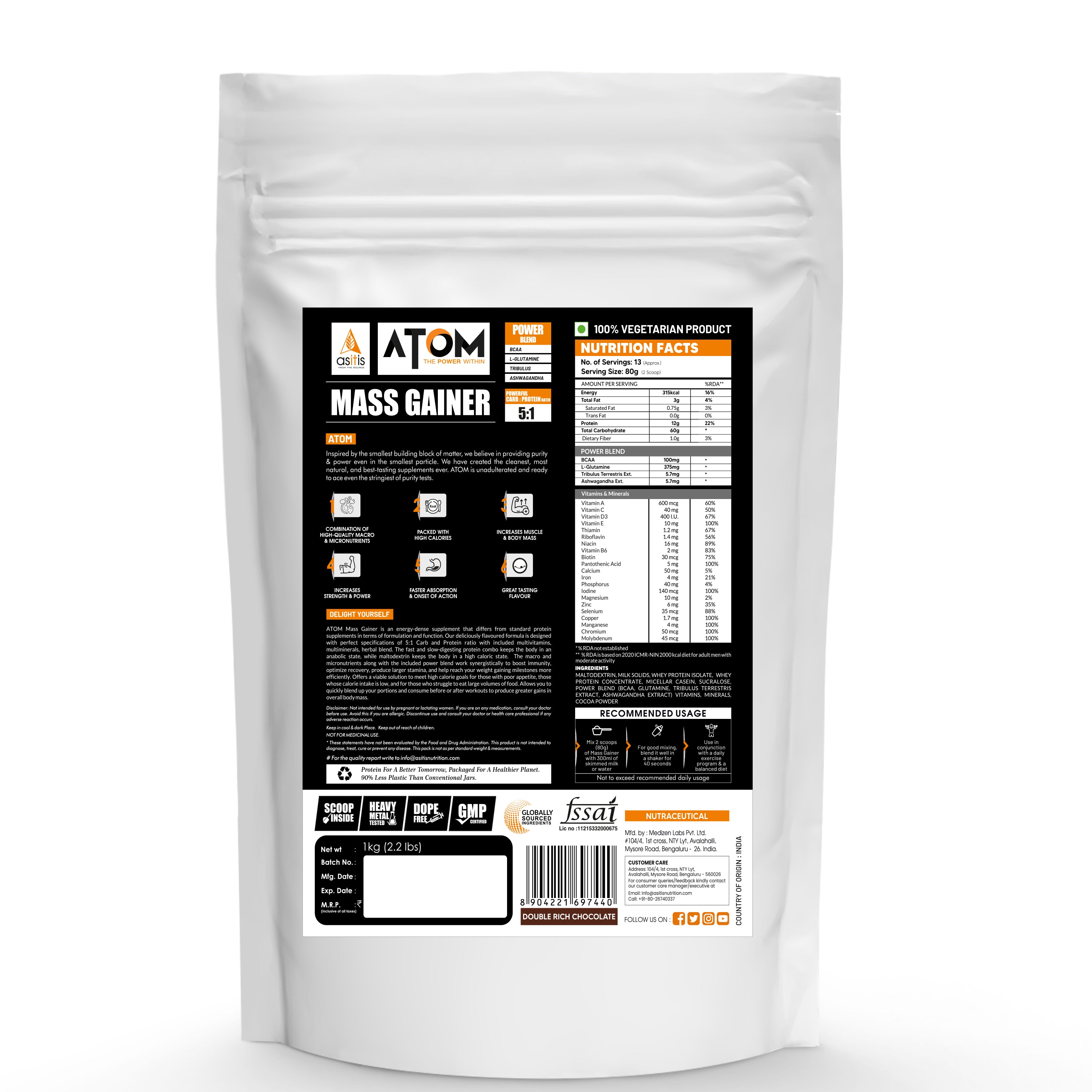 Atom Mass Gainer: The Best Vegetarian Mass Gainer Supplement — AS-IT-IS ...