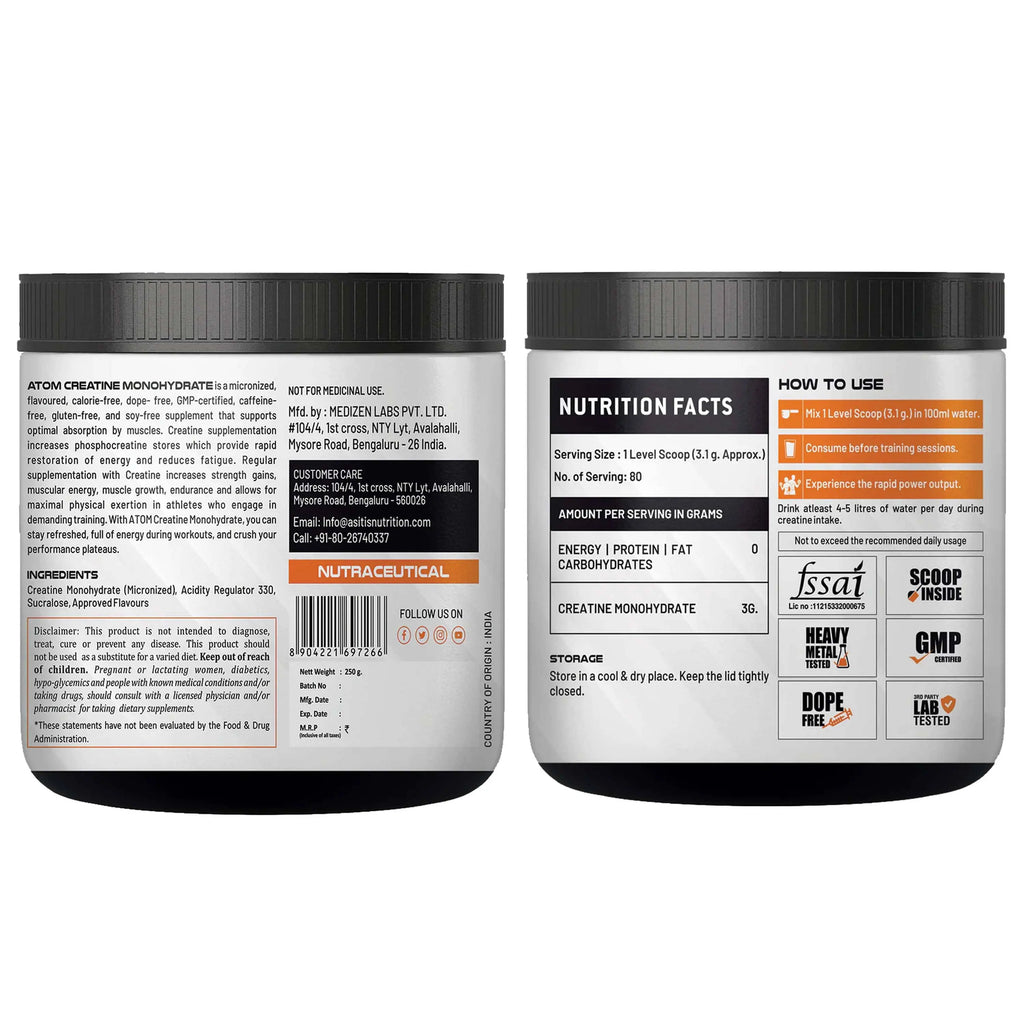 ATOM creatine monohydrate, asitis creatine monohydrate