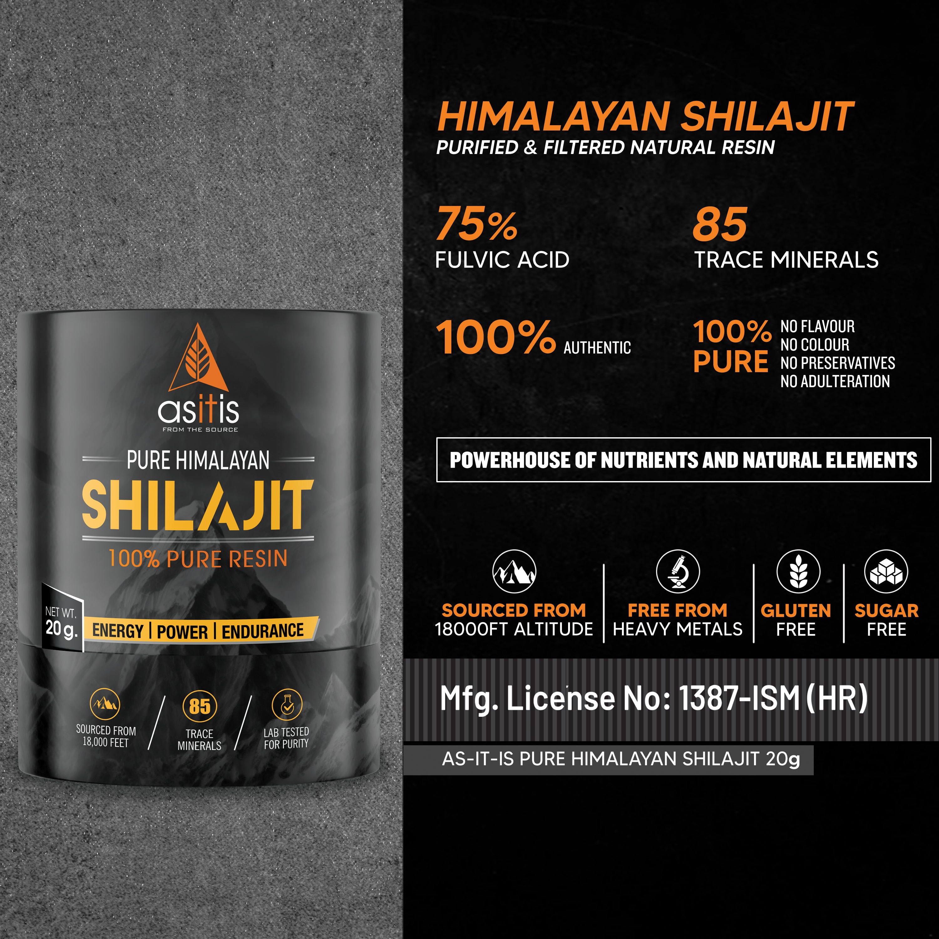 Pure Shilajit 20g | 100% Natural Himalayan Resin — AS-IT-IS Nutrition