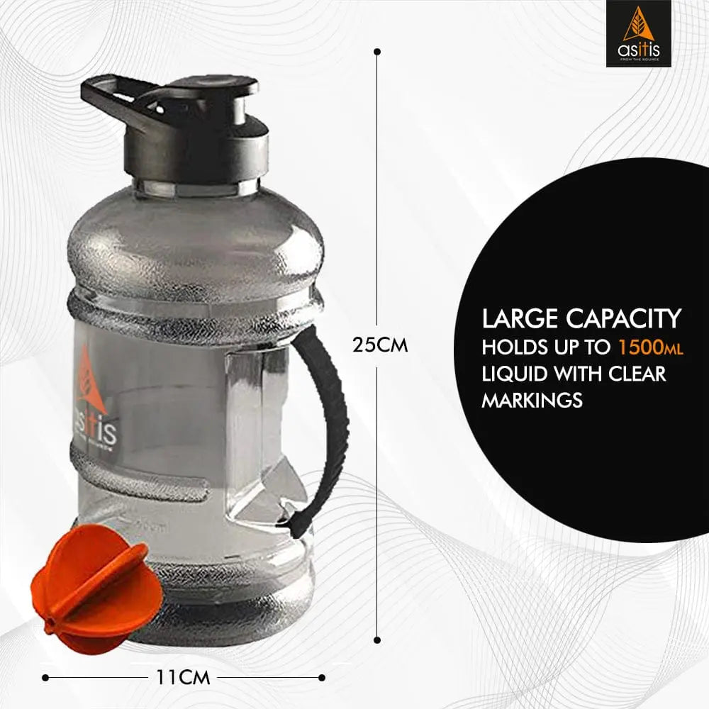 AS-IT-IS Protein Shaker / Water Bottle (1.5 L, Black)