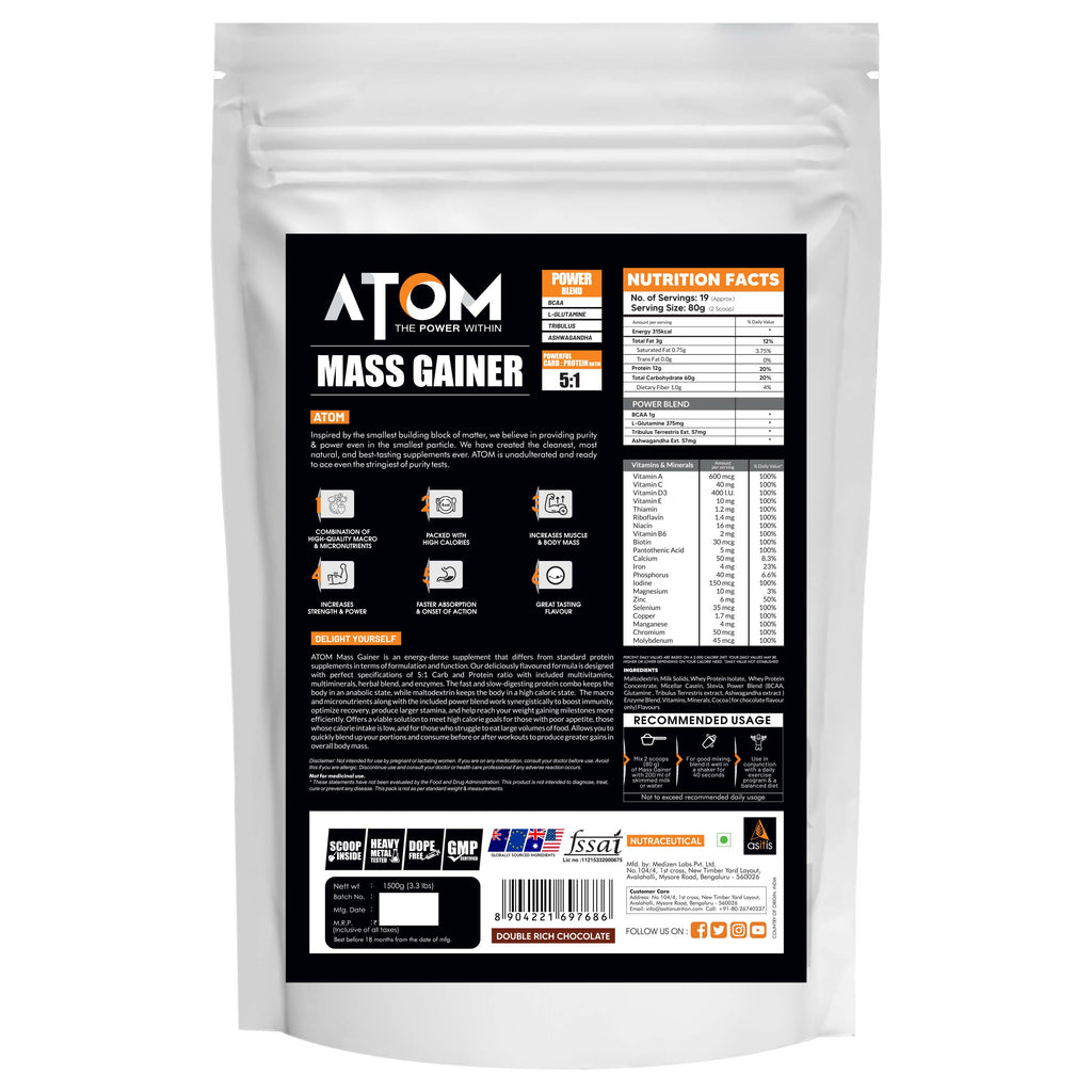 Atom Mass Gainer: The Best Vegetarian Mass Gainer Supplement
